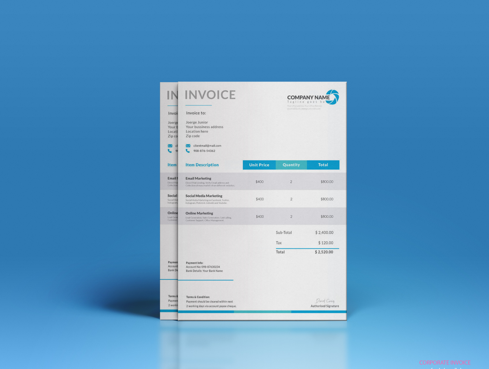 Corporate Invoice Design by Khandaker Faruk Ahmed on Dribbble