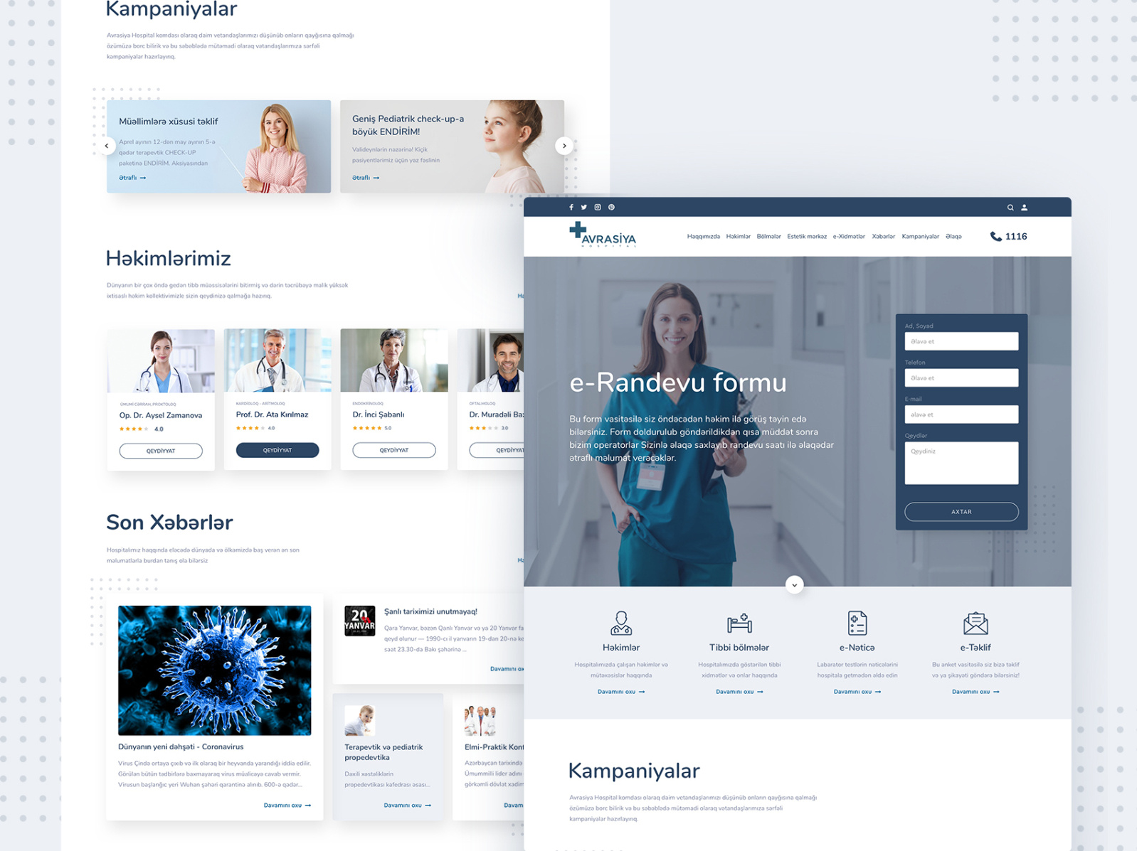 Avrasiya Hospital web page desing concept by Gulsana on Dribbble