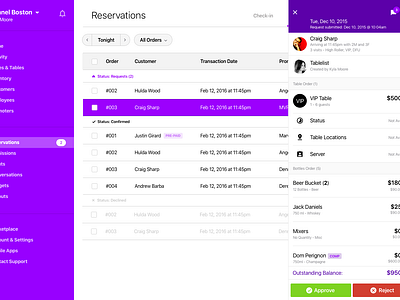 Nightpro Reservations Tab by Justin Girard on Dribbble