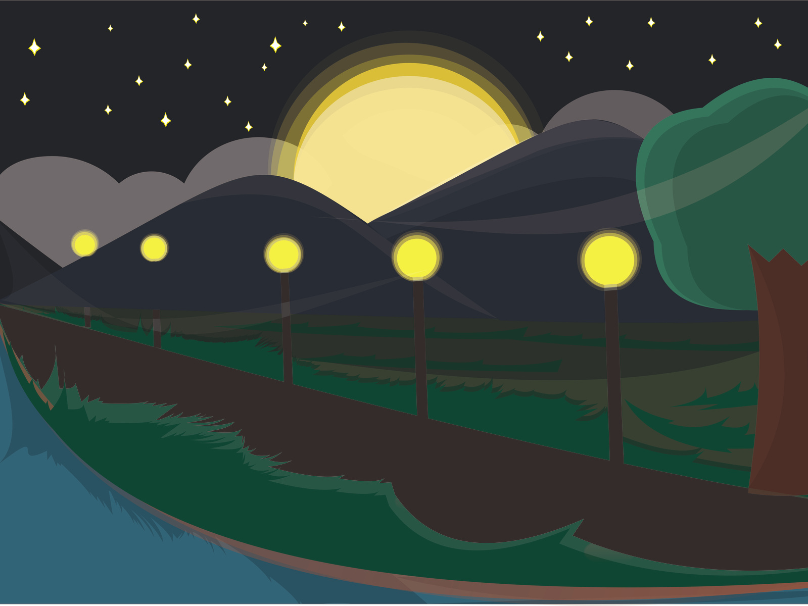 Night Mountain by Romi jatmiko on Dribbble