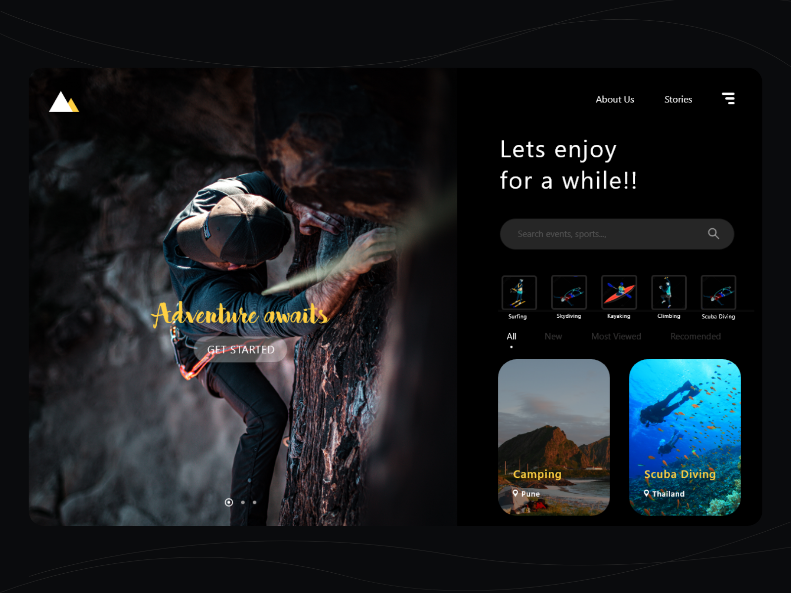 Adventure Landing Page by Vanshika Gupta on Dribbble