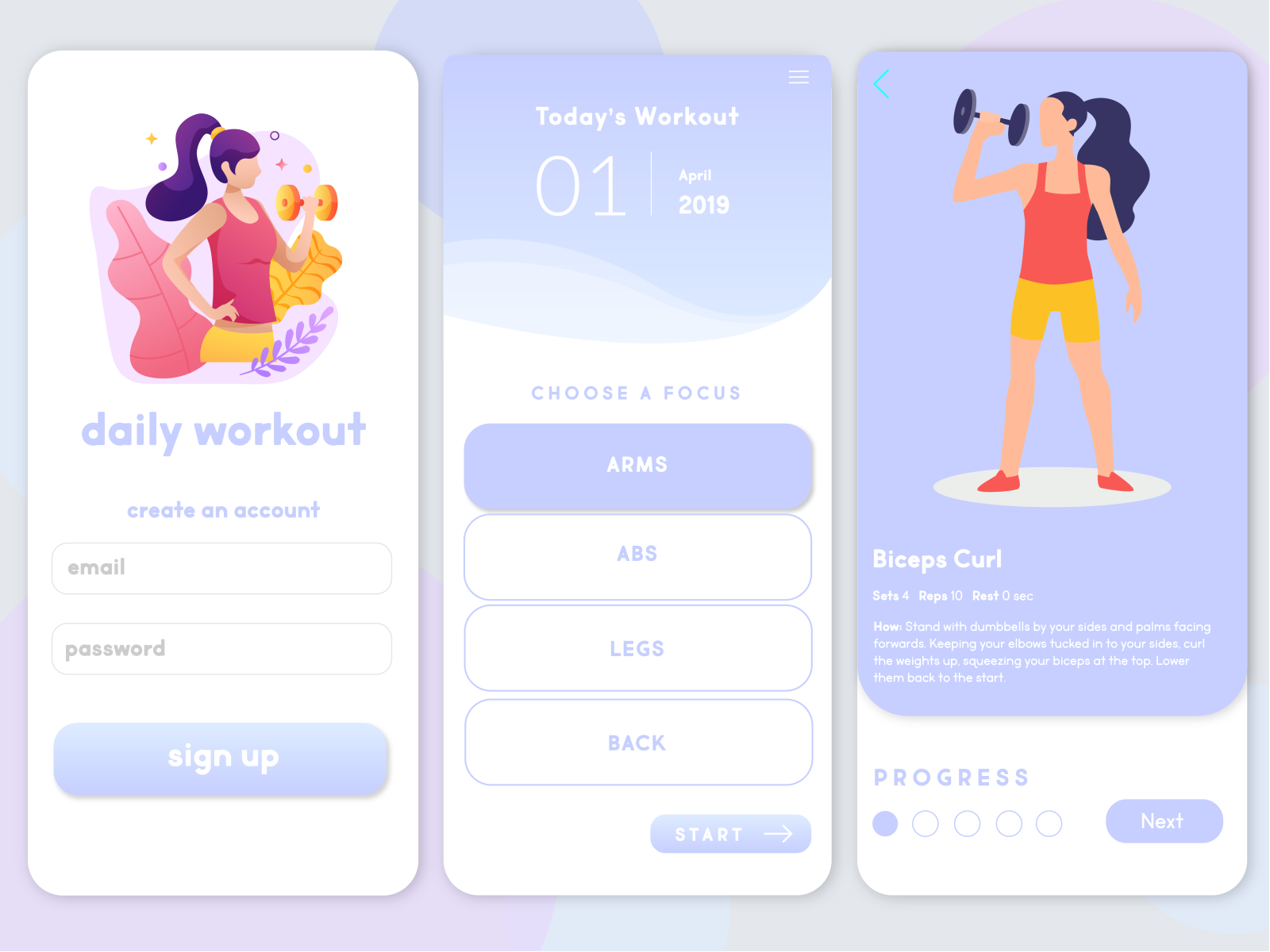 UI Workout App by Lindsey Roehrig on Dribbble