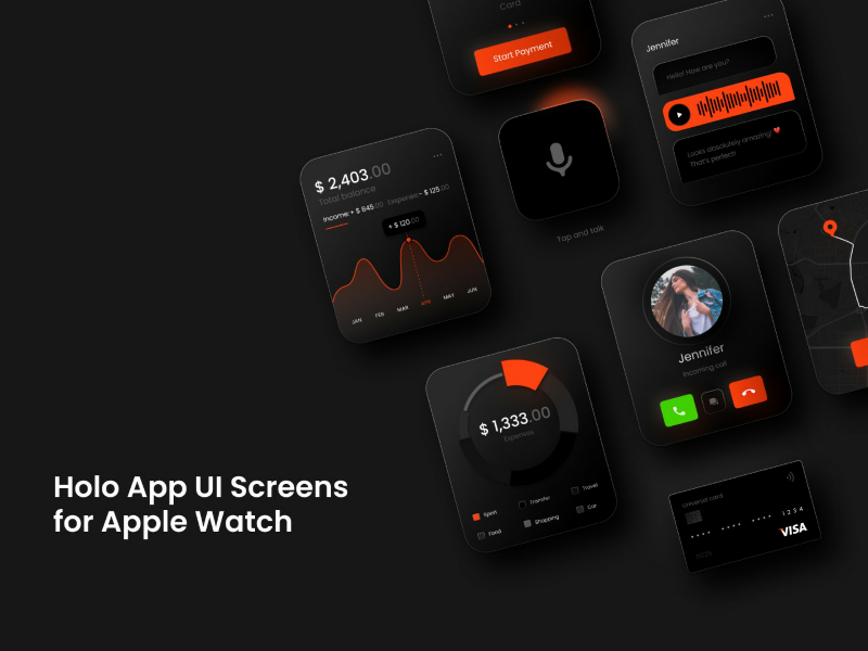 Holo App UI screens for Apple Watch by Shweta Kaushal on Dribbble