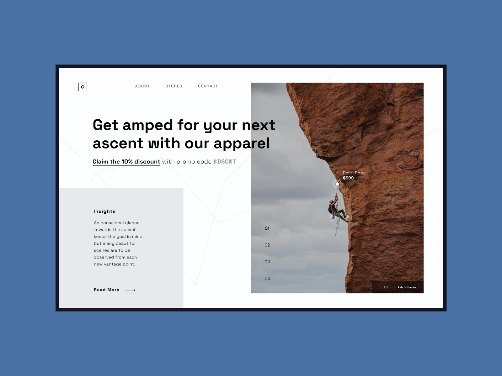 Climx Rock Climbing Store Landing Page by Meris Imamovic on Dribbble