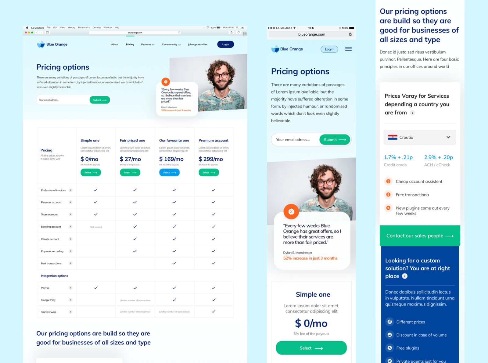 Pricing options web proposal by Danijela Drcelic on Dribbble