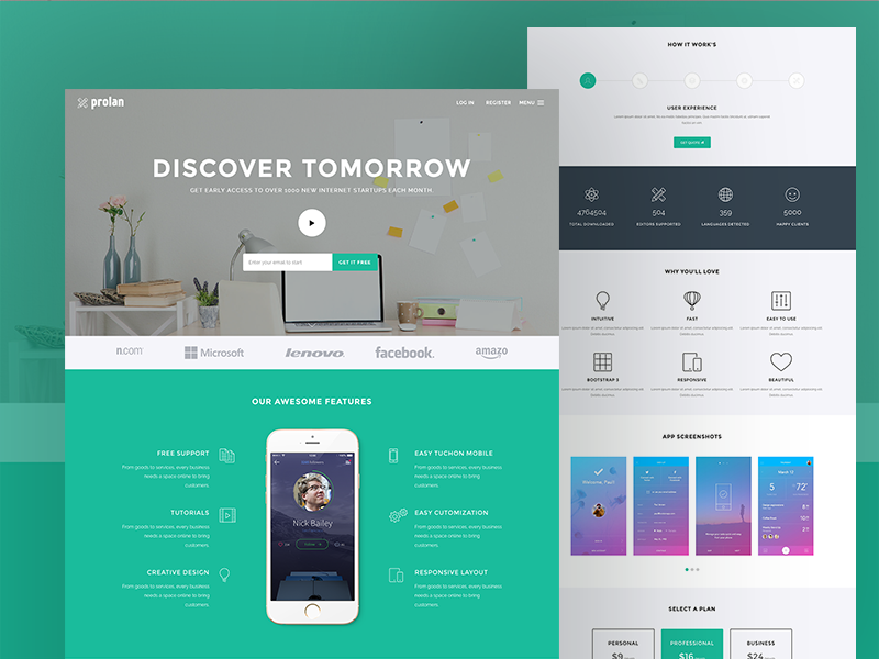 Prolan Startup Landing Page by Monzurul Haque on Dribbble