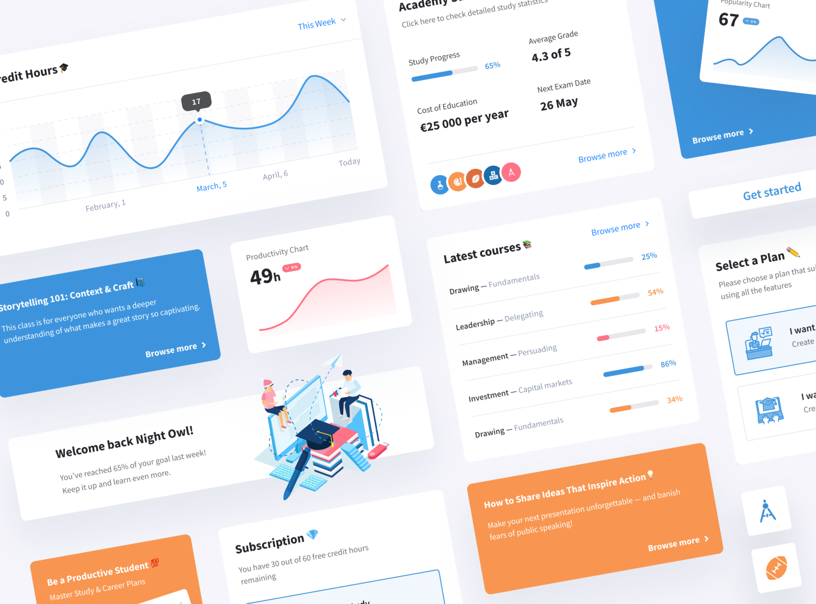 Education Platform UI Elements by ooops! on Dribbble
