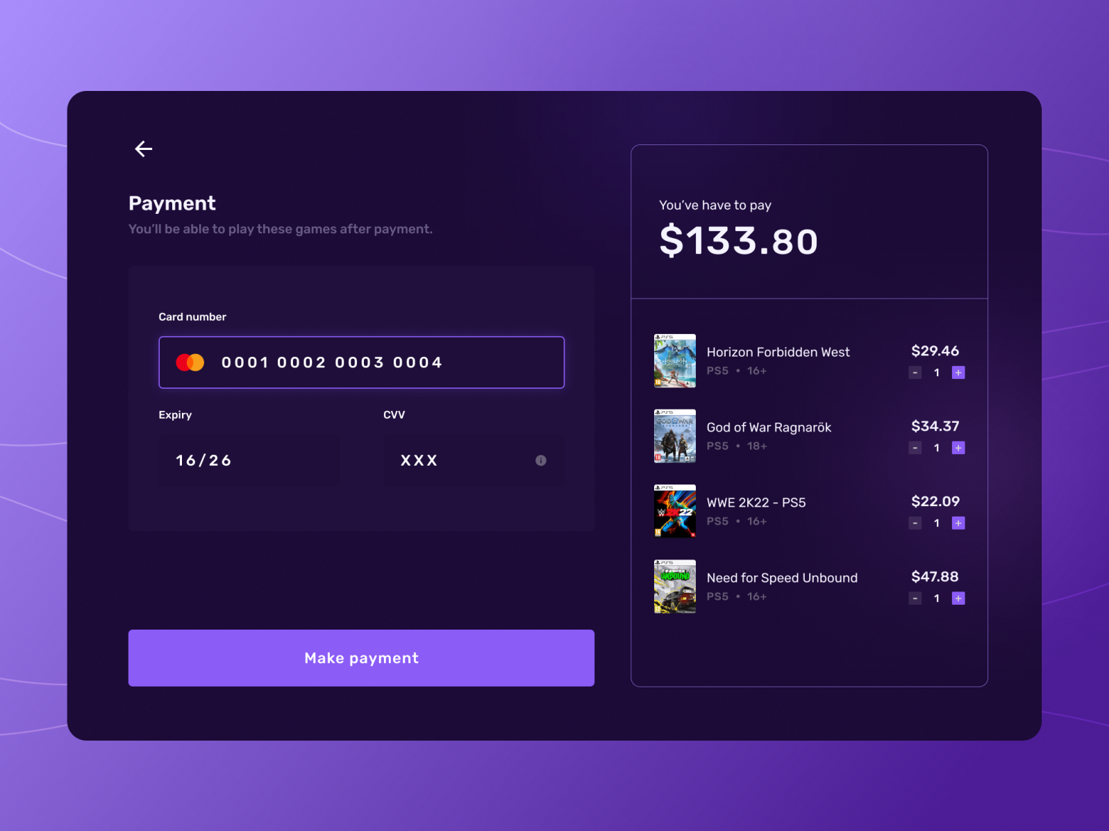 Daily UI 02 - Credit card checkout page by prakash b.k. on Dribbble