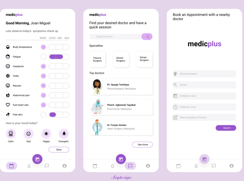 Health check app by Faidat Akinwale on Dribbble