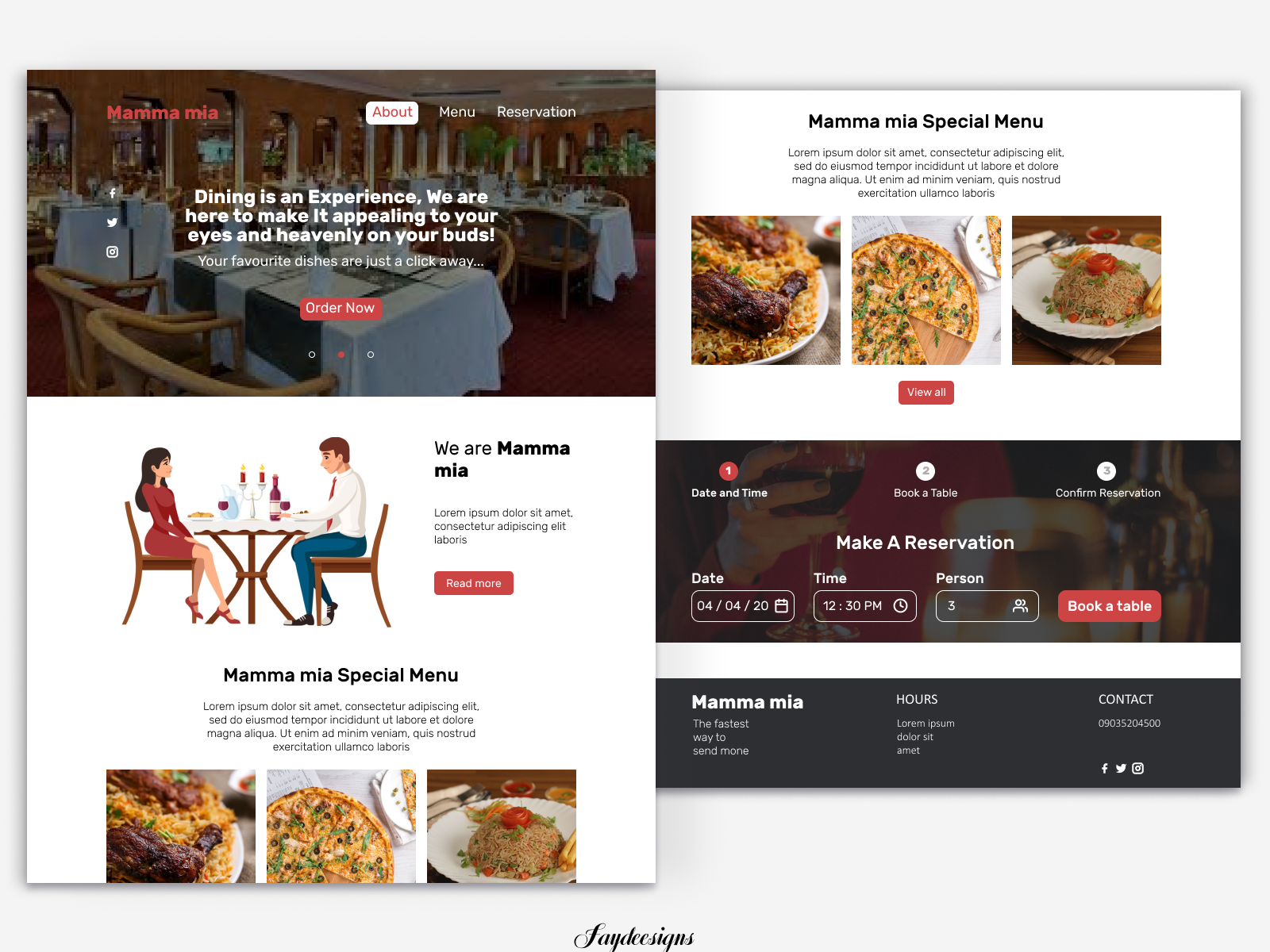 restaurant page by Faidat Akinwale on Dribbble