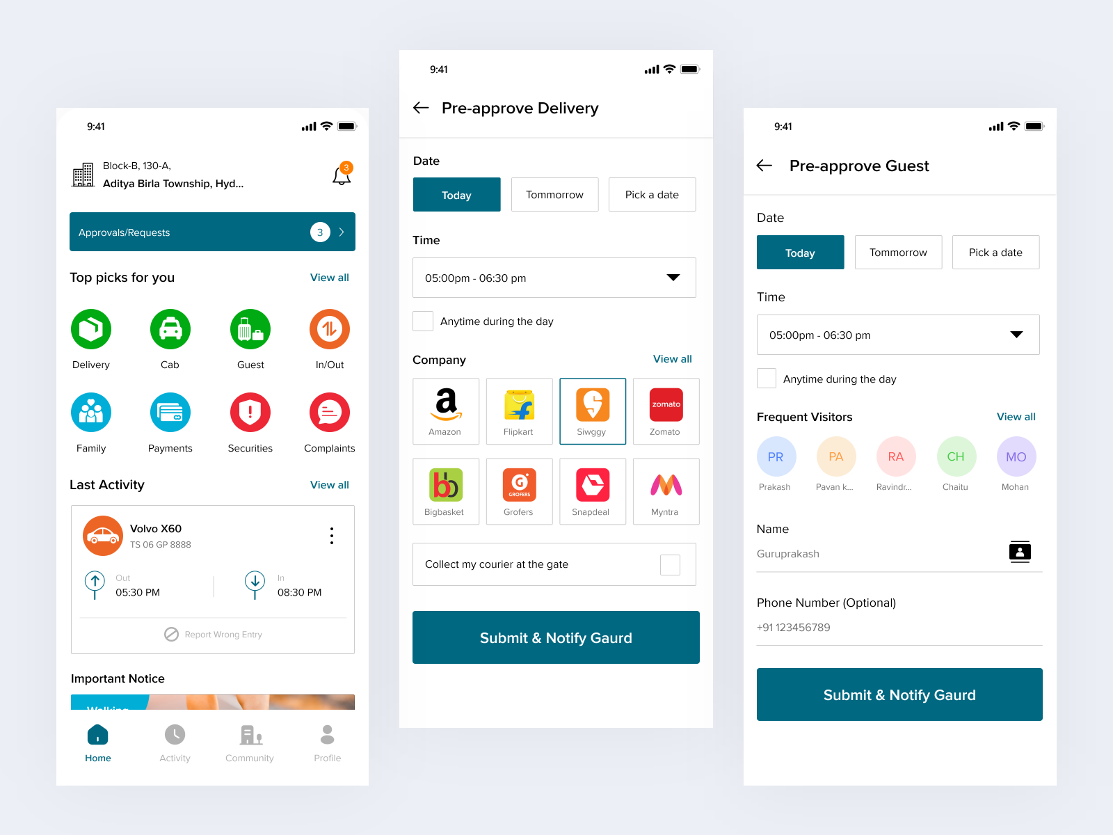 Gated Community Management | Mobile App by Guruprakash Adimulam on Dribbble