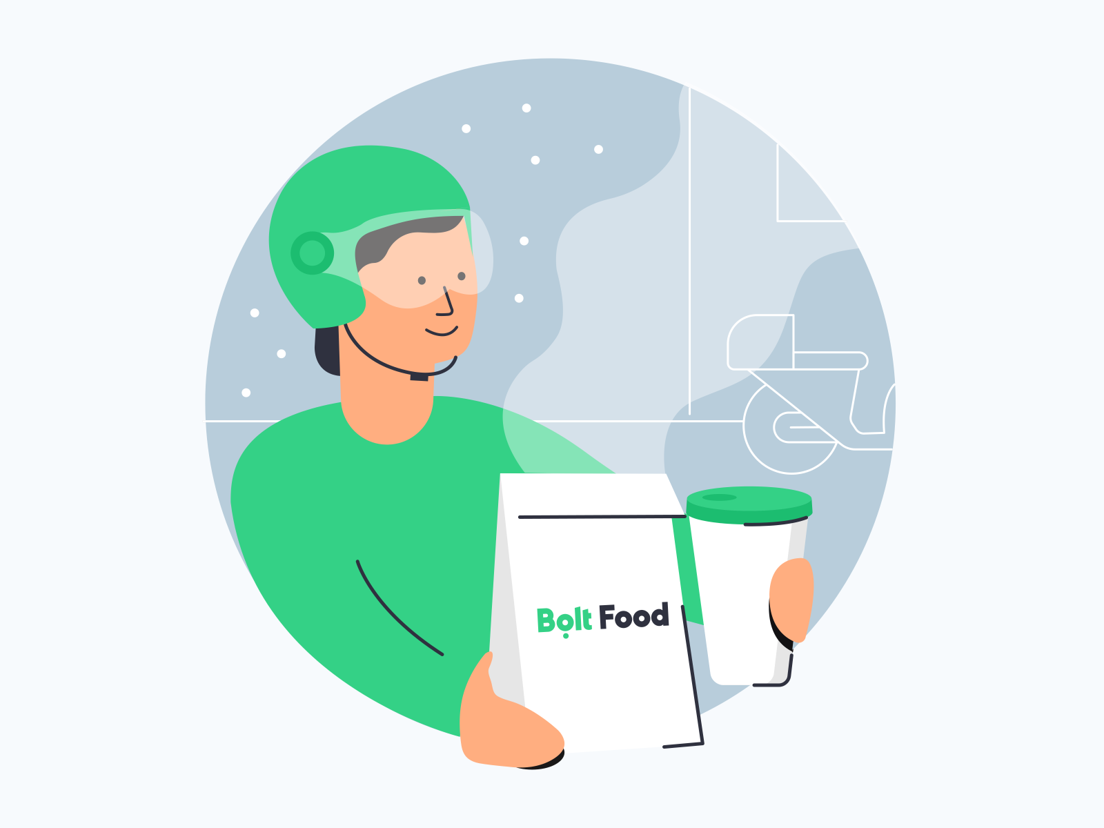 Delivery Boy | Bolt Food | Hand Drawn Illustration by Guruprakash ...