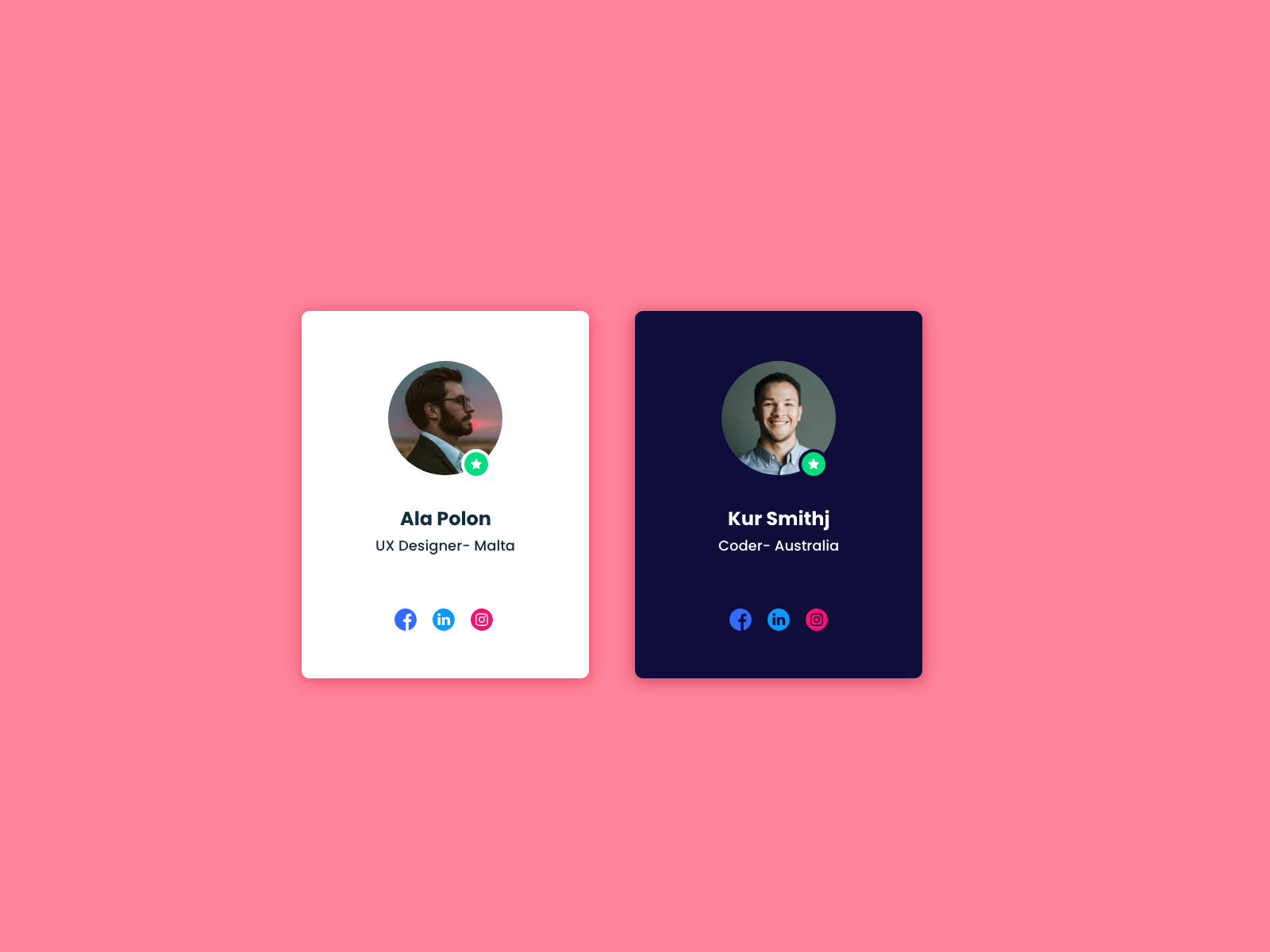 Web application profile card components by Srinivasulu Palle on Dribbble