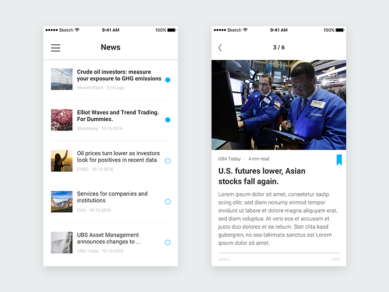 UBS – App Redesign (News) by Jens Kreuter on Dribbble