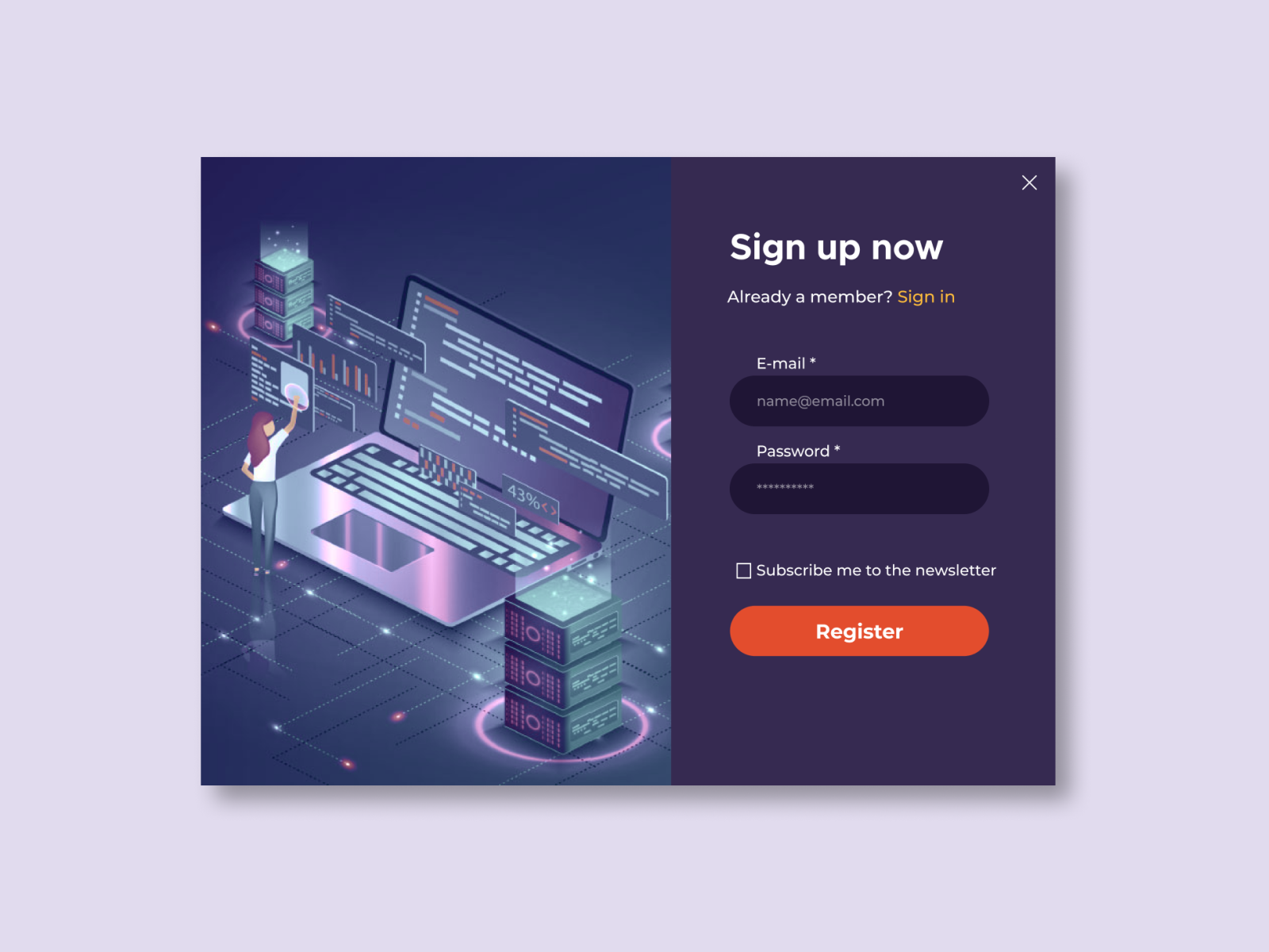 Sign up Form by rosleigh roberts on Dribbble