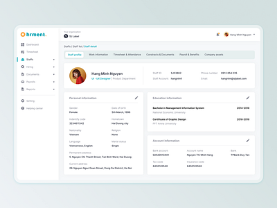 [Daily UI] User profile in HRM web app by Minh Minh Hằng on Dribbble
