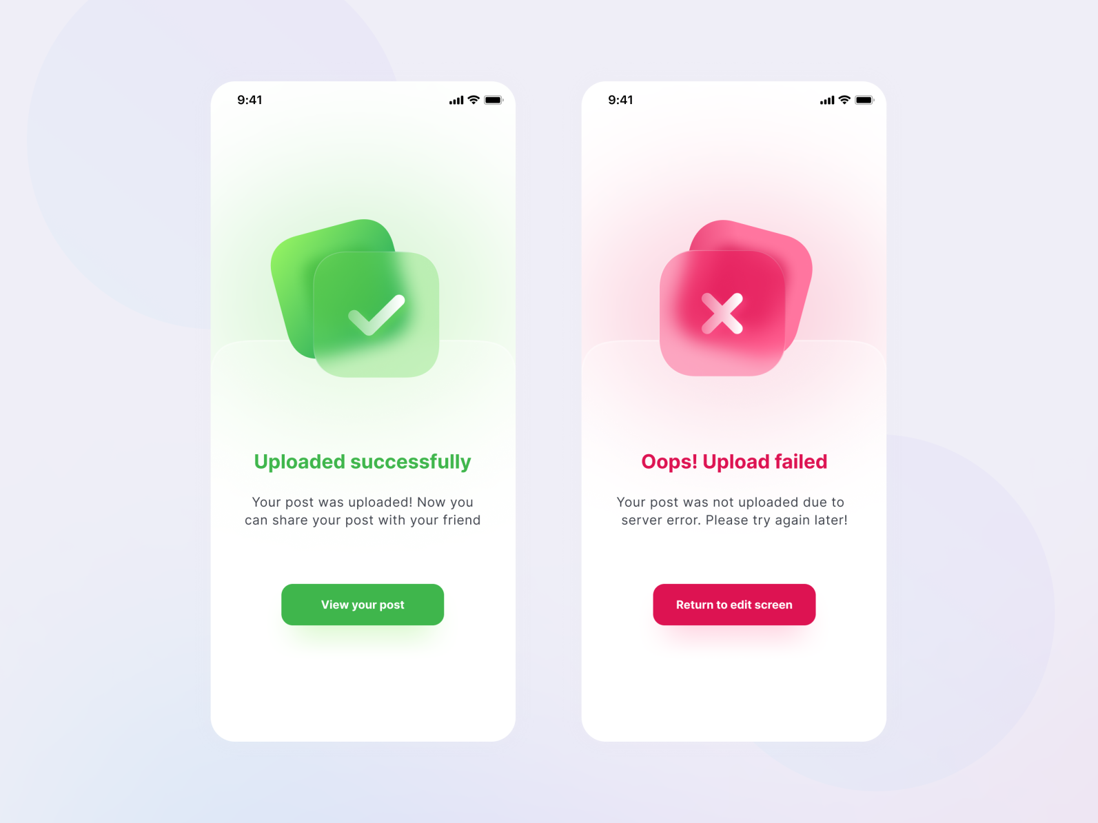 [Daily UI] Upload successful and failed by Minh Minh Hằng on Dribbble