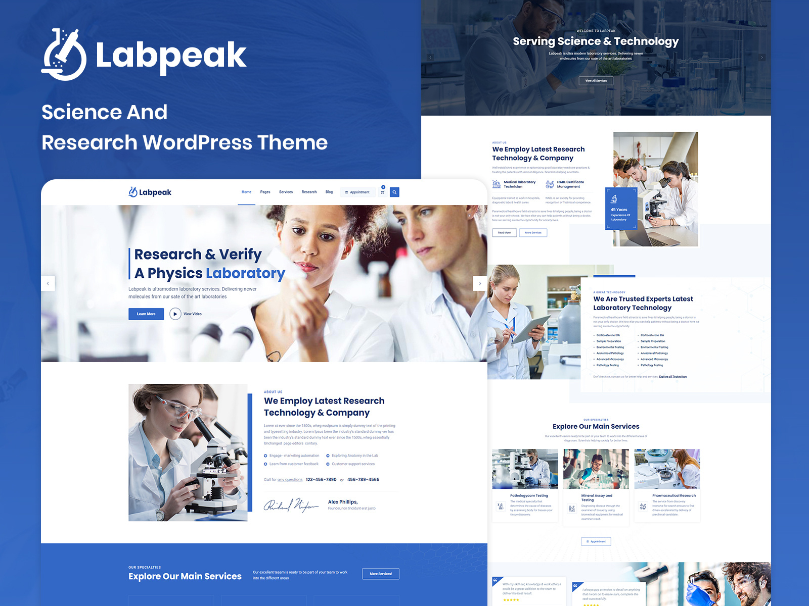 Labpeak | Laboratory & Science Research WordPress Theme by Preyan Technosys Pvt.Ltd on Dribbble