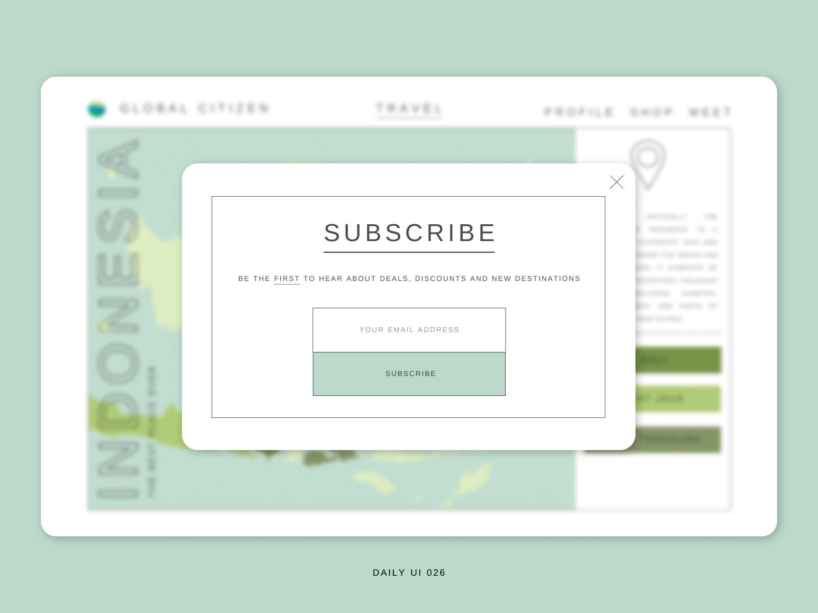 Daily UI 026 - Subscribe by Frances Coetser on Dribbble