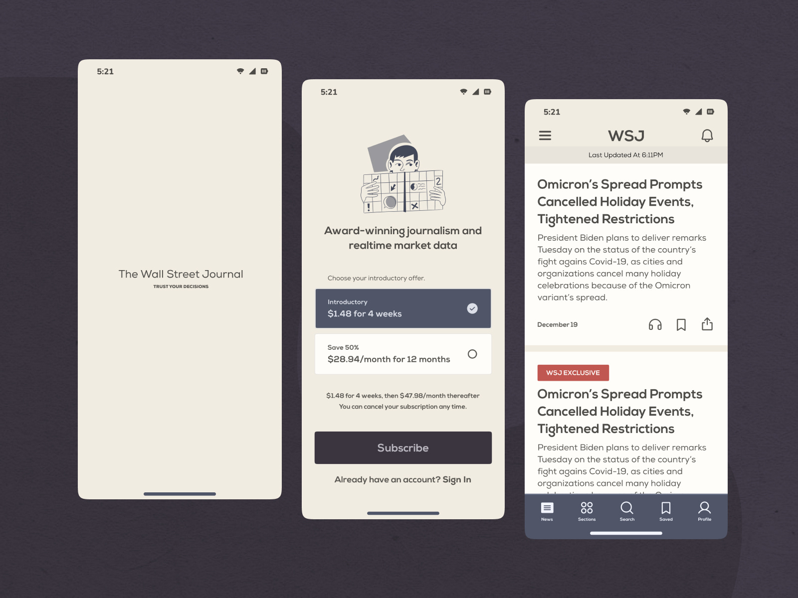 Wall Street Journal App Redesign by Salman Khan on Dribbble