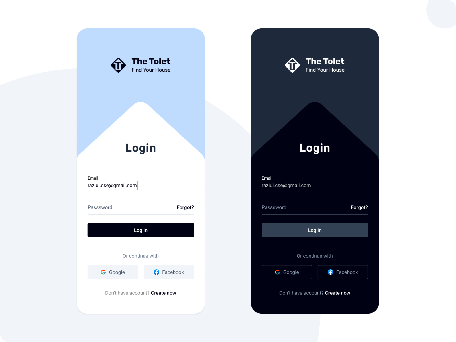 Login Screen for House Rental App TheTolet.Com by Raziul Islam on Dribbble
