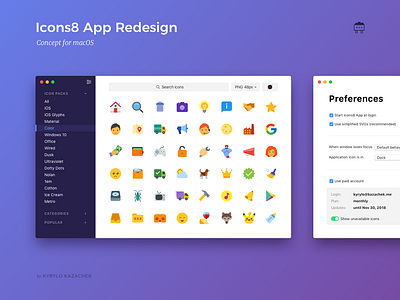 Icons8 App Concept by Kyrylo Kazachek for Icons8 on Dribbble