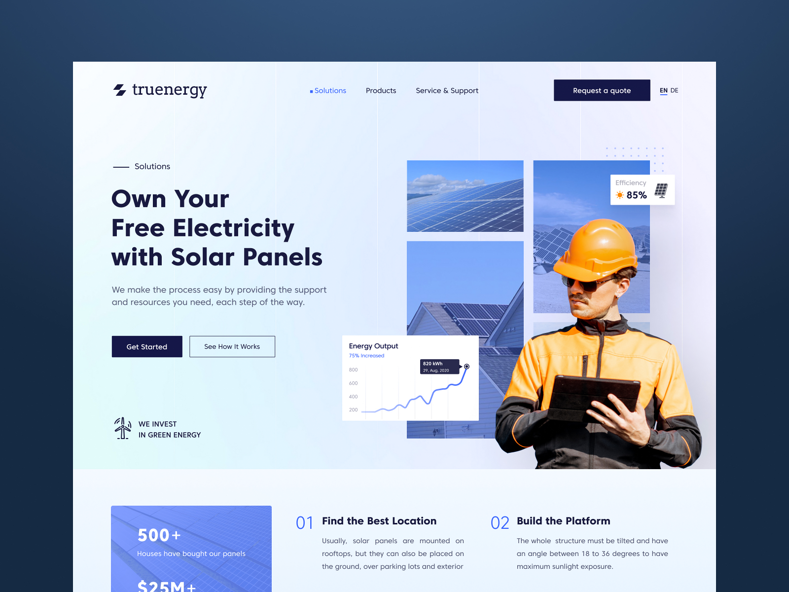 Solar Panel Landing Page UI by Adam Machowiak for Amsterdam Standard on ...