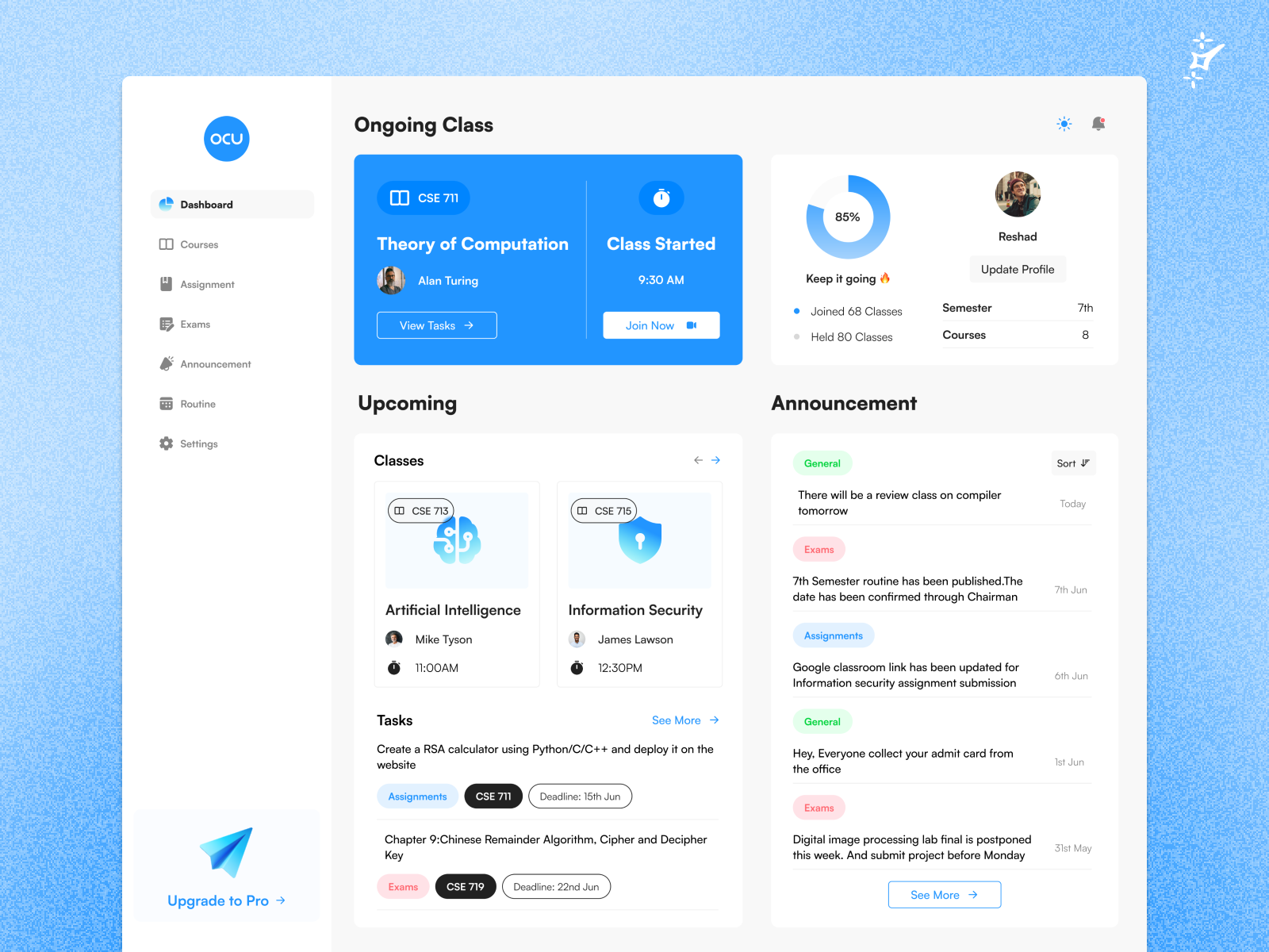 OCU - Online Class Management System by Sakeer on Dribbble