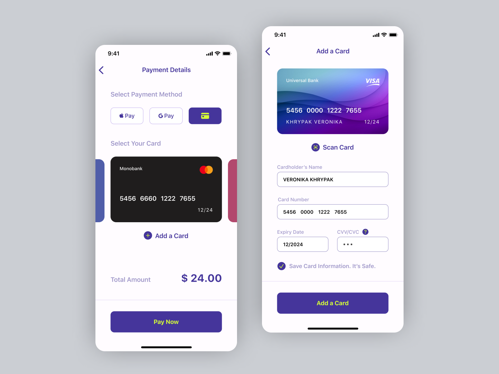 Daily UI #002 - Credit Card Checkout by Veronika on Dribbble