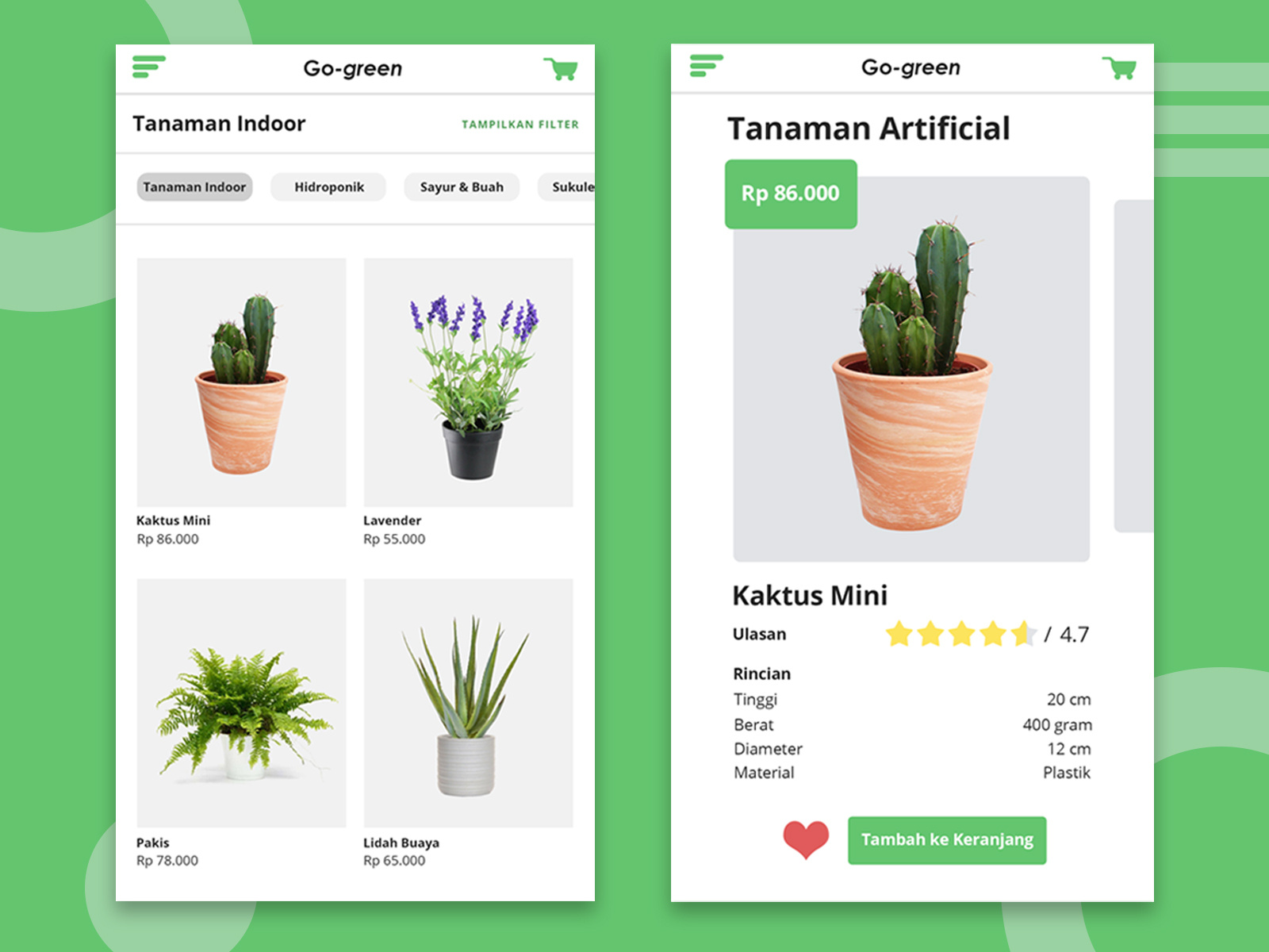 Go-green app an e-commerce for plants by Kibarlak on Dribbble