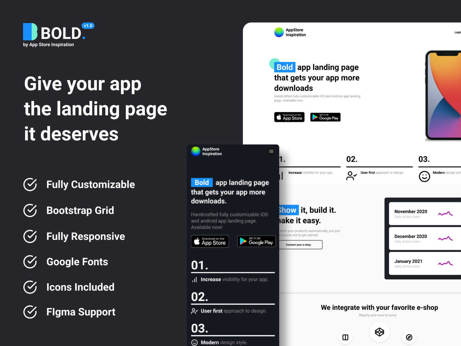 Bold: App landing page template for Figma and Sketch by App Store ...