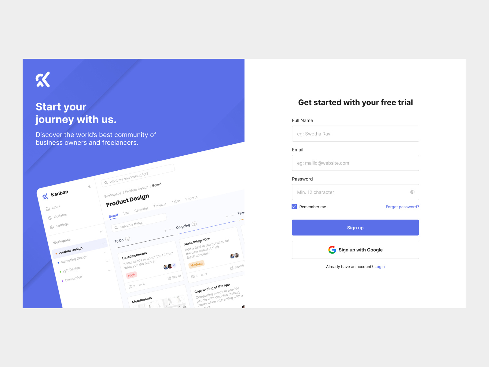 Kanban Dashboard UI Design by Swetha Ravi on Dribbble