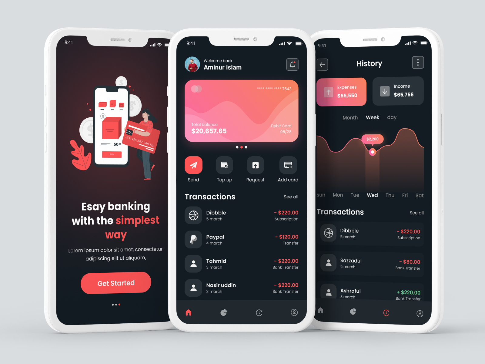 Online Banking App Design by Aminur Tahmid on Dribbble