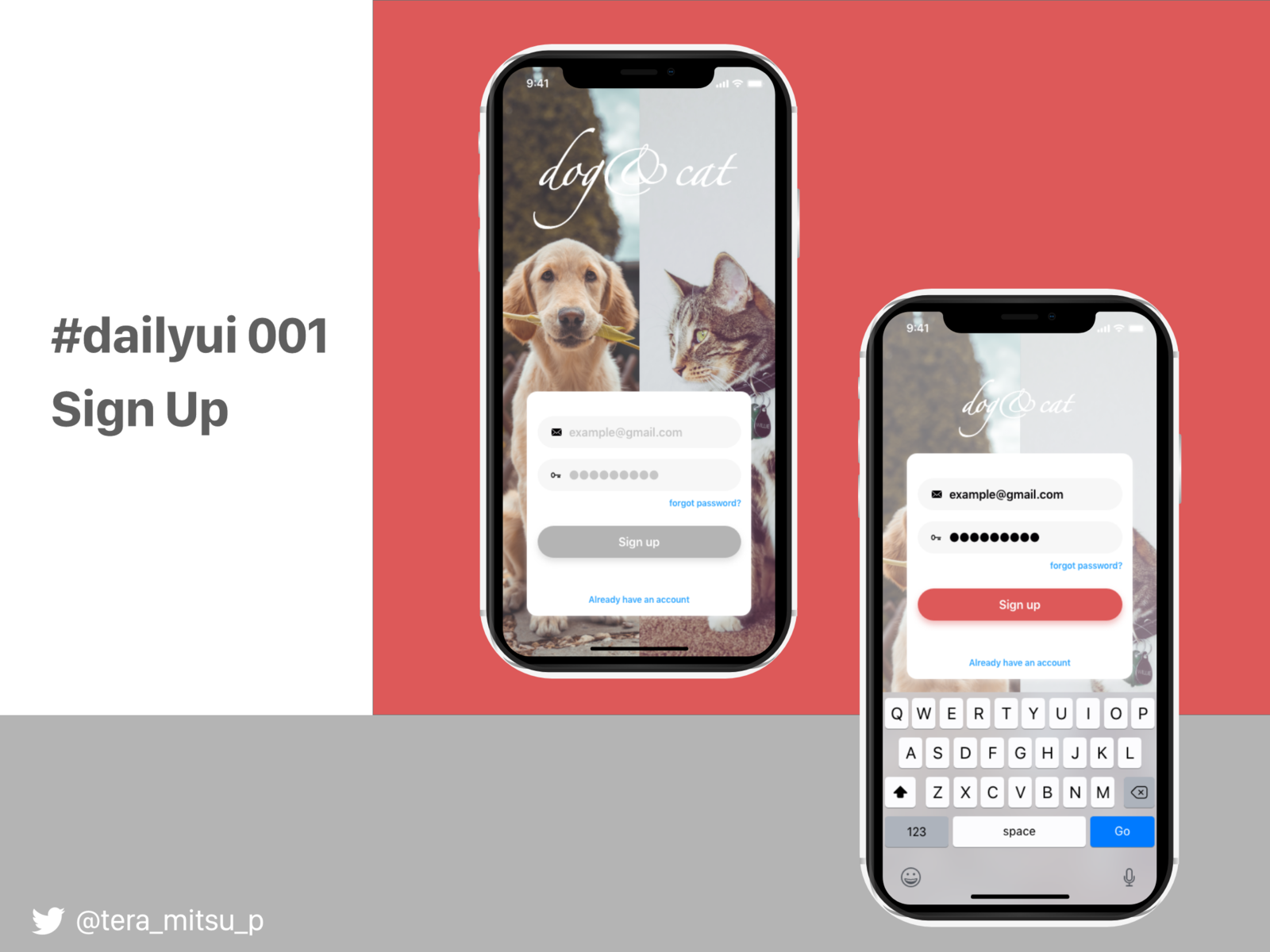 Daily UI Challenge #001 Sign up by Mitsuru Terasaki on Dribbble