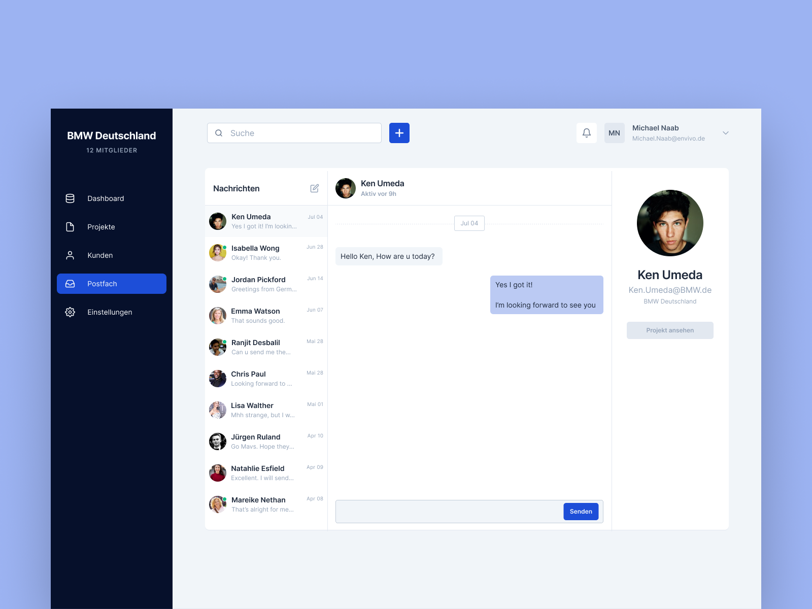 Software Messenger UI Design by Luca Walther on Dribbble