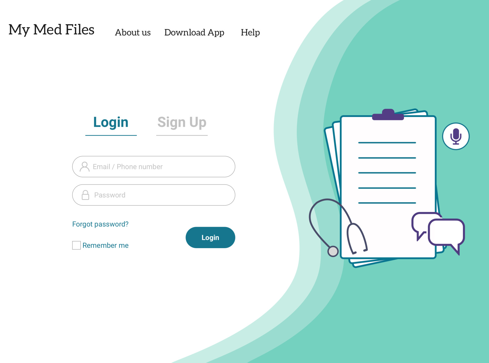 Login Page - My Med Files by Laura Li on Dribbble