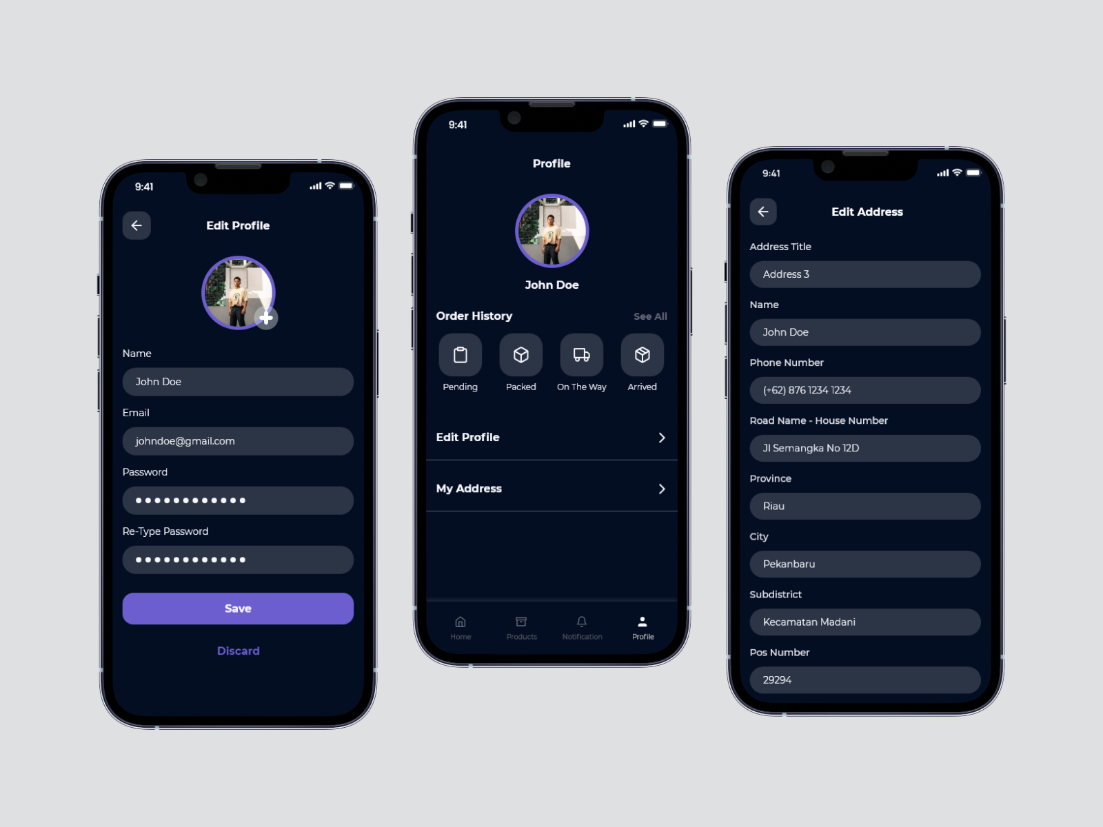 Edit Profile and Edit Address UI Page by Fini Charisa on Dribbble