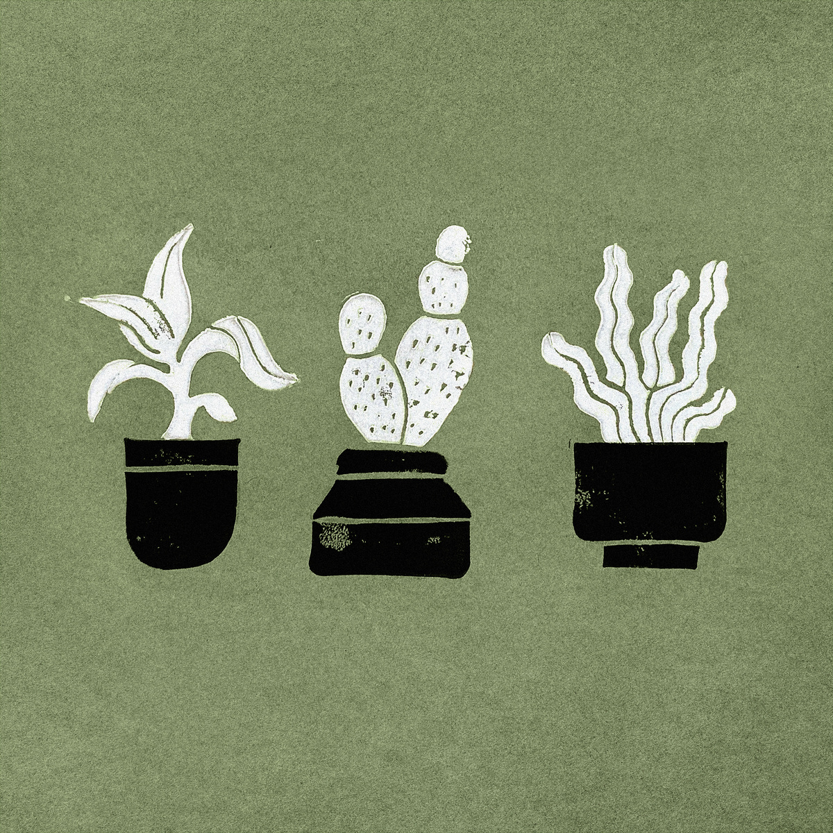 potted plants linocut by Ryan Doro on Dribbble
