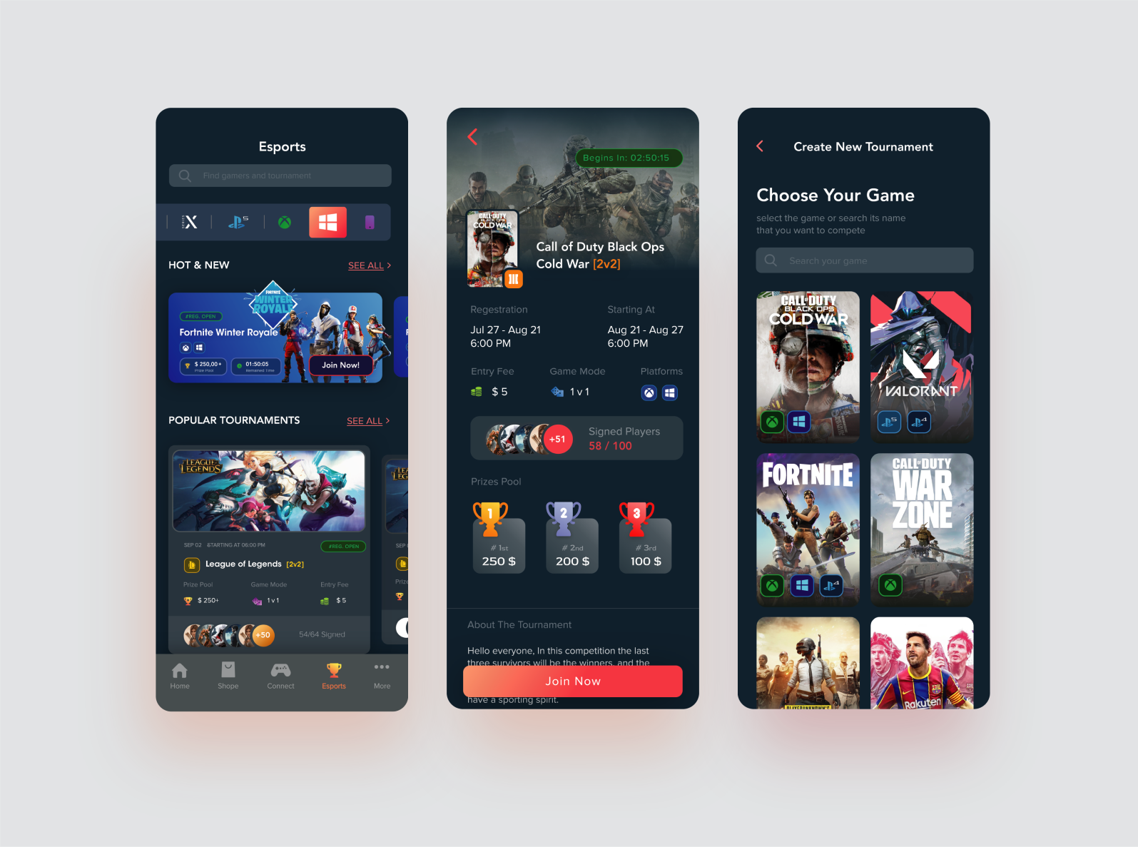 Esports UI design by Baha edden on Dribbble