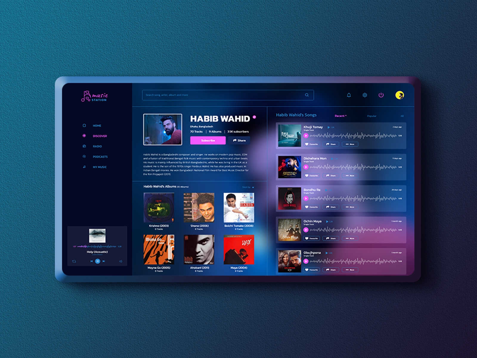 Music streaming web app by amir islam on Dribbble