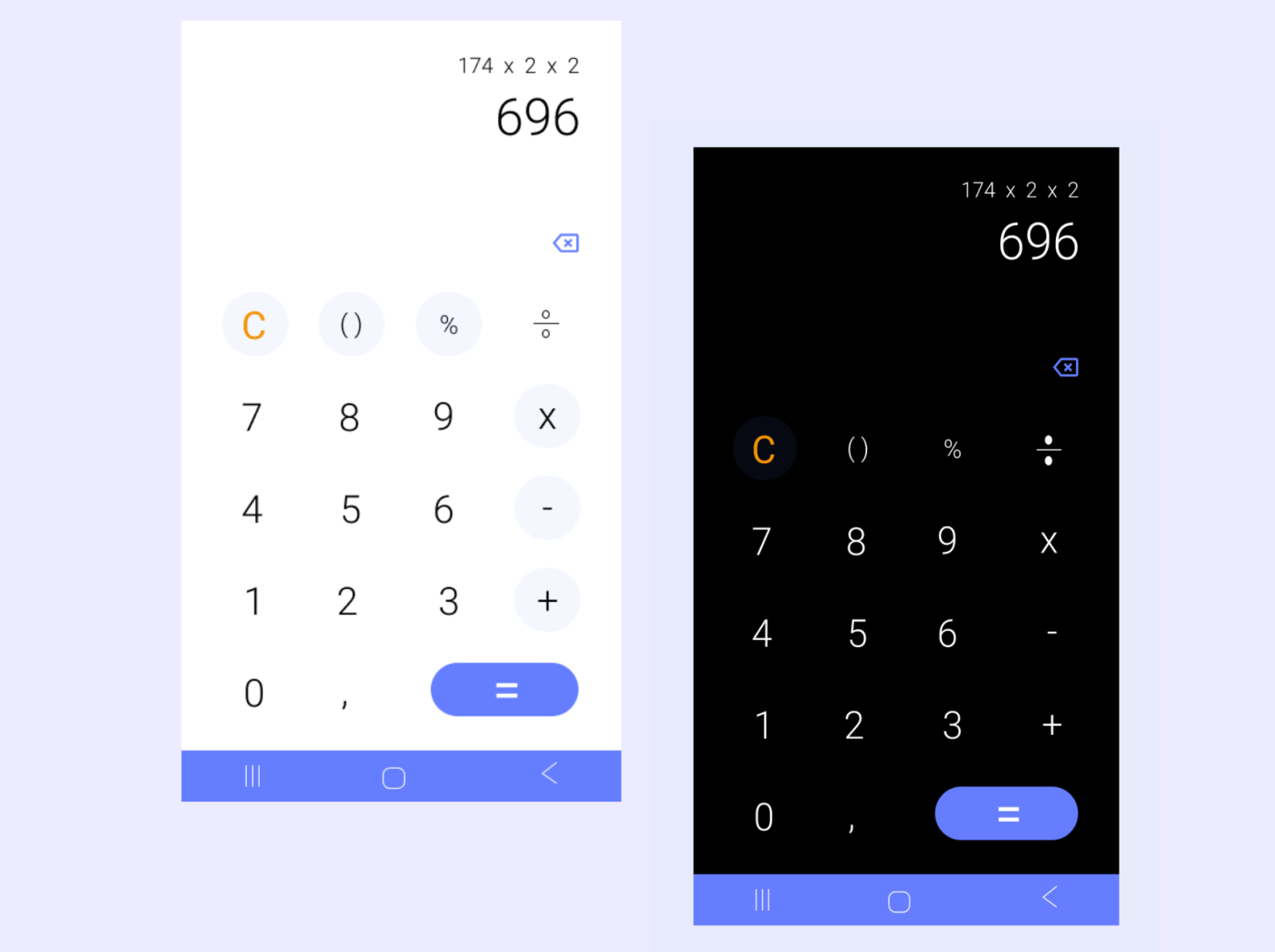Calculator Design • Light and Dark Mode by Maria Júlia on Dribbble