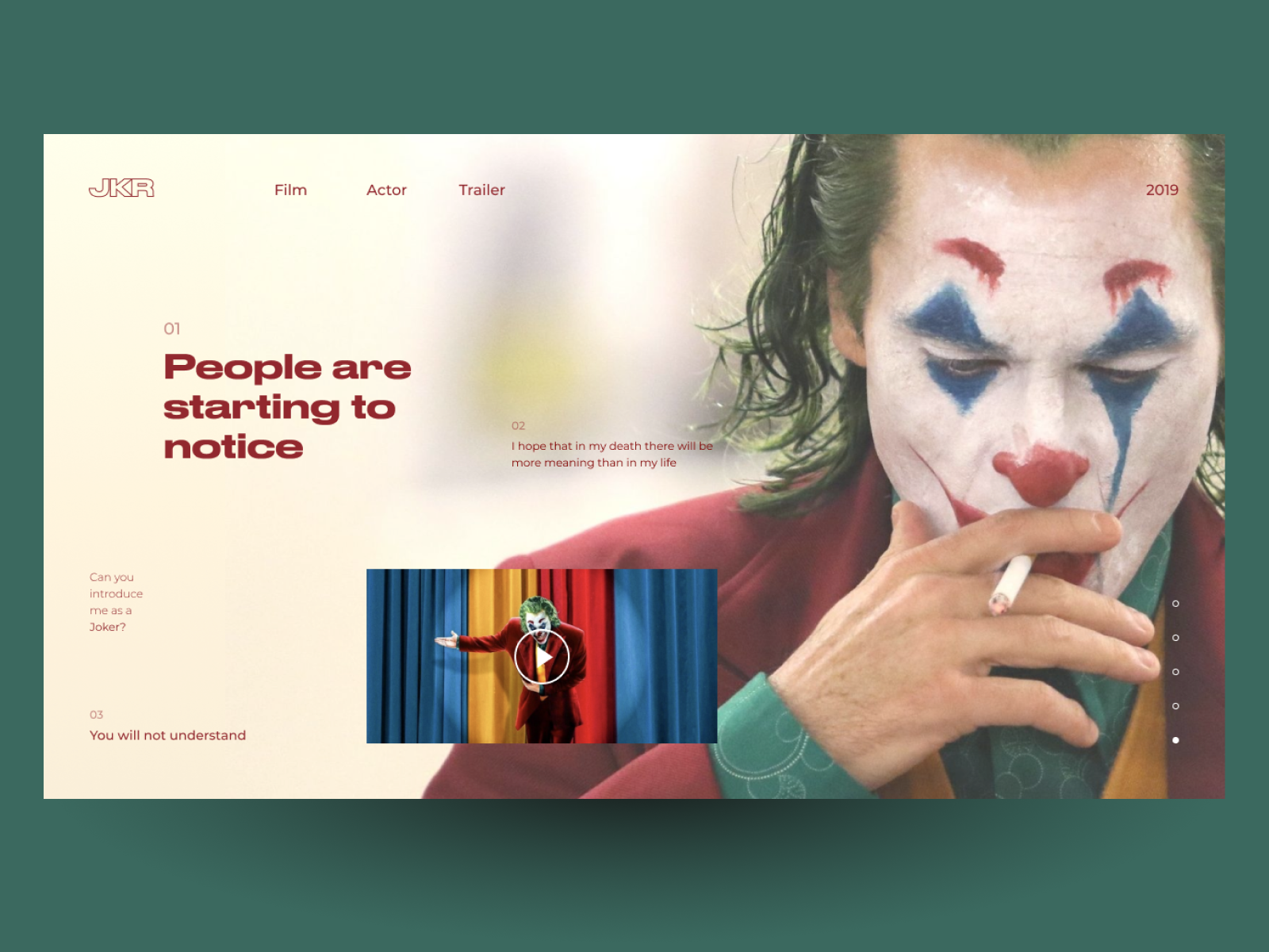 First screen - Joker by Kateryna Milska on Dribbble