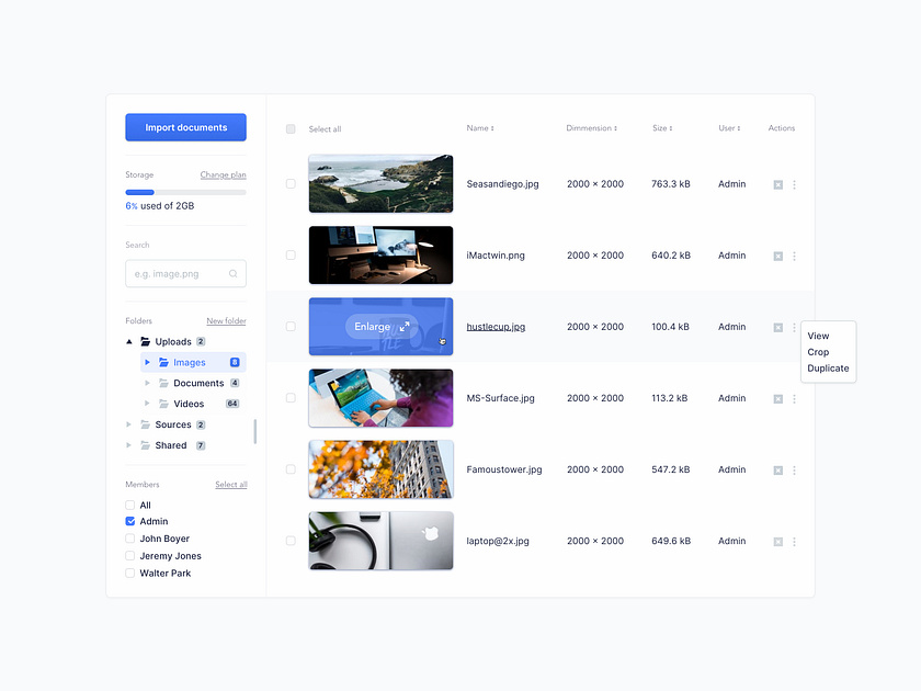 File Manager Webapp by Jeremy Jones on Dribbble