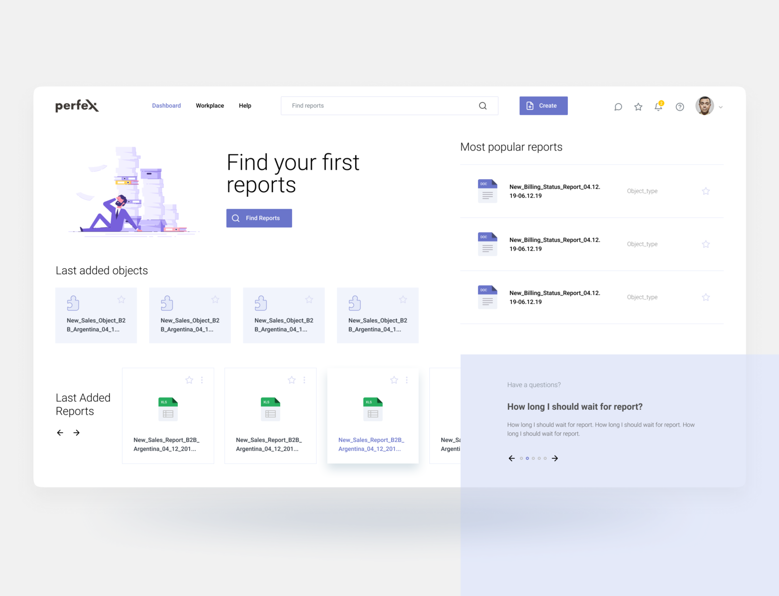 Dashboard concept design report manager by Eugene Shuklin on Dribbble