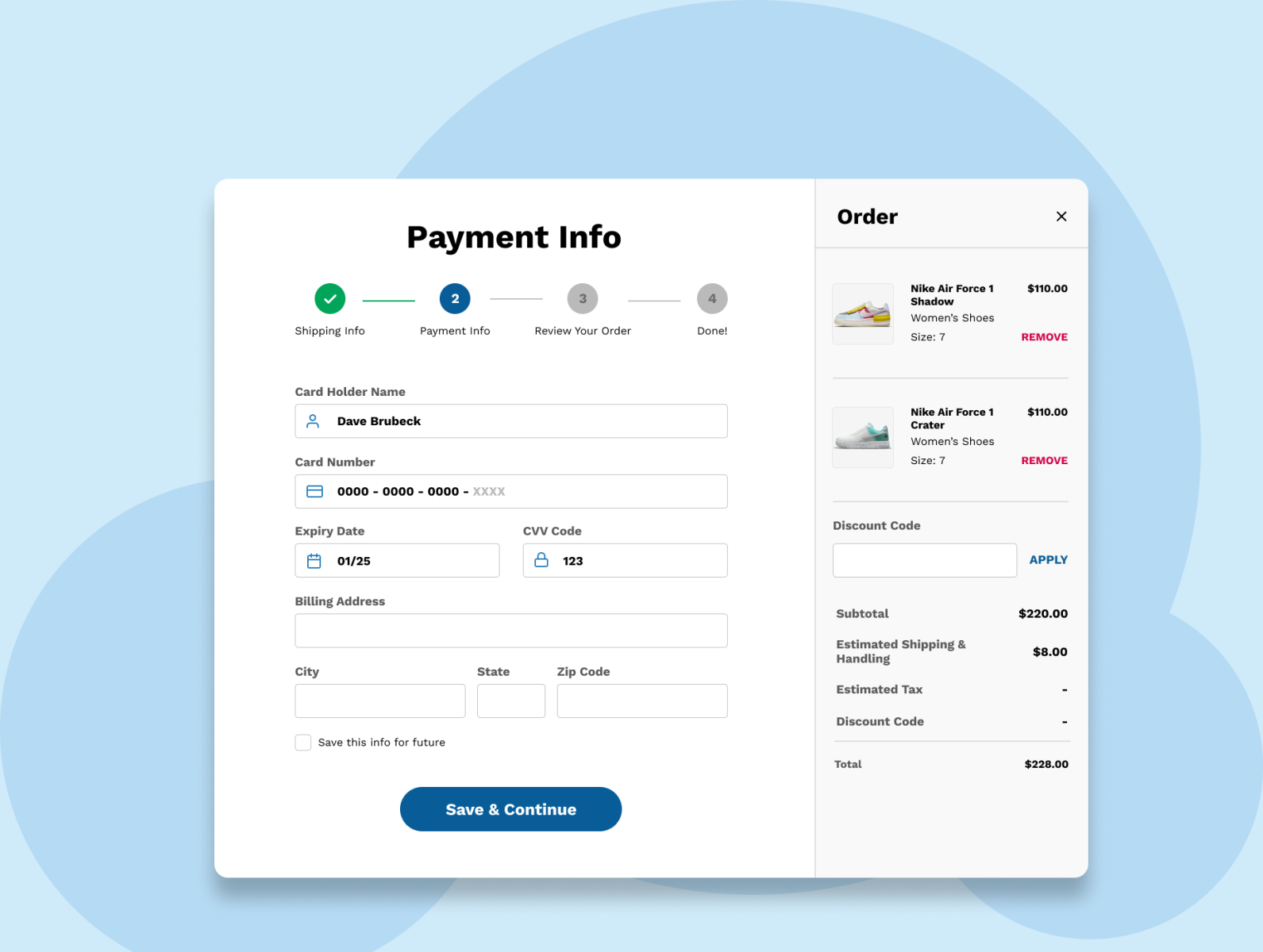 Daily UI 002 | Credit Card Checkout page by Yuko Shiozaki on Dribbble