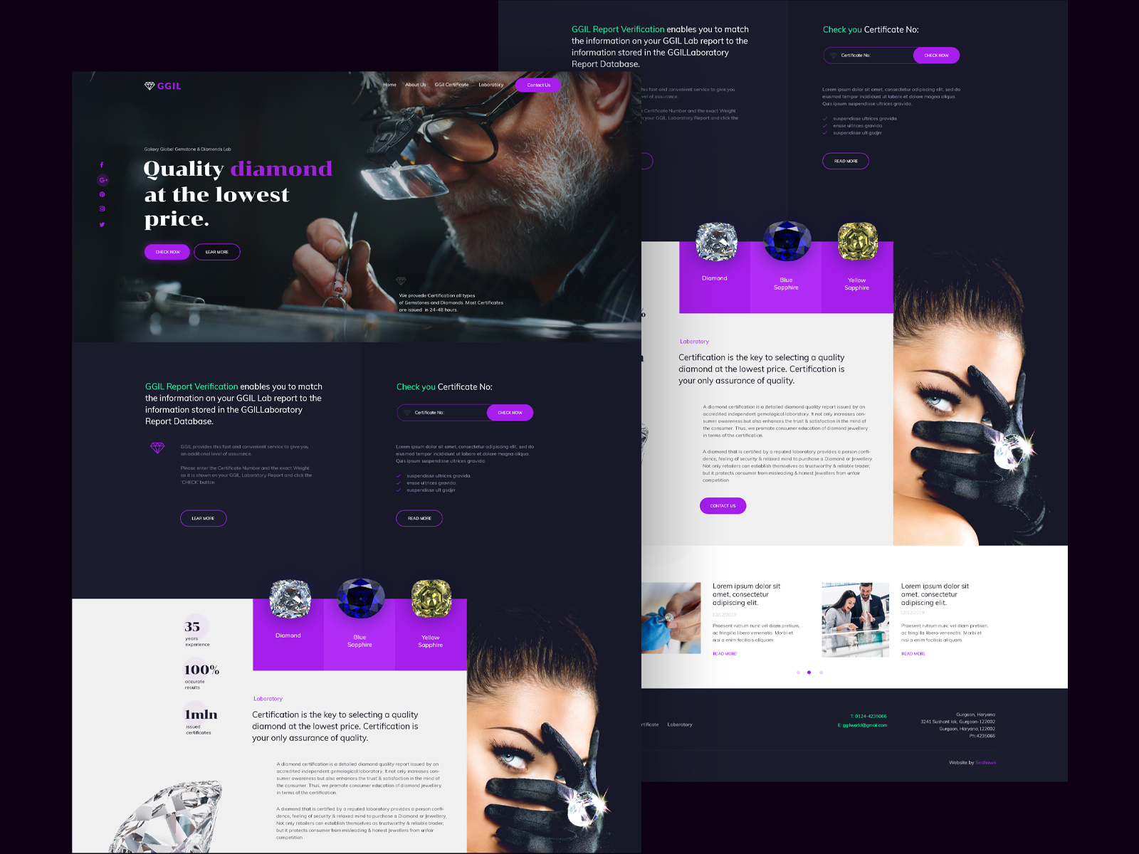 Diamond and Gemstone Laboratory Web Design UI/UX Mockup by Sara for ...