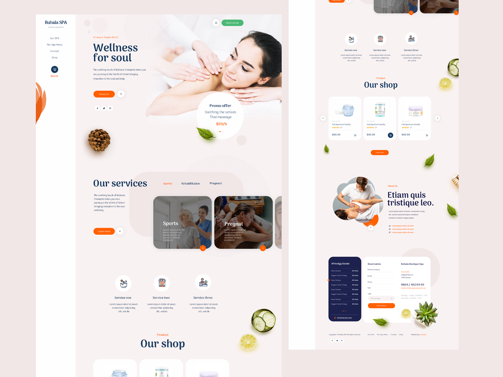Spa WordPress Web Design Mockup with Online Reservation System by Sara ...
