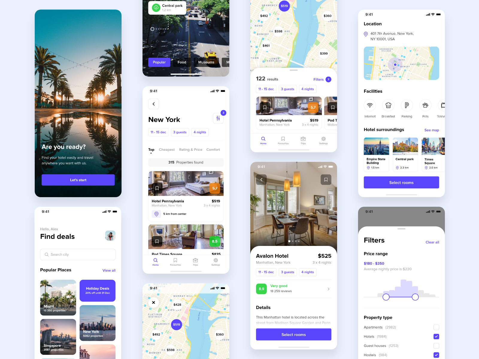 Hotel app screens by Radovan Tucek on Dribbble
