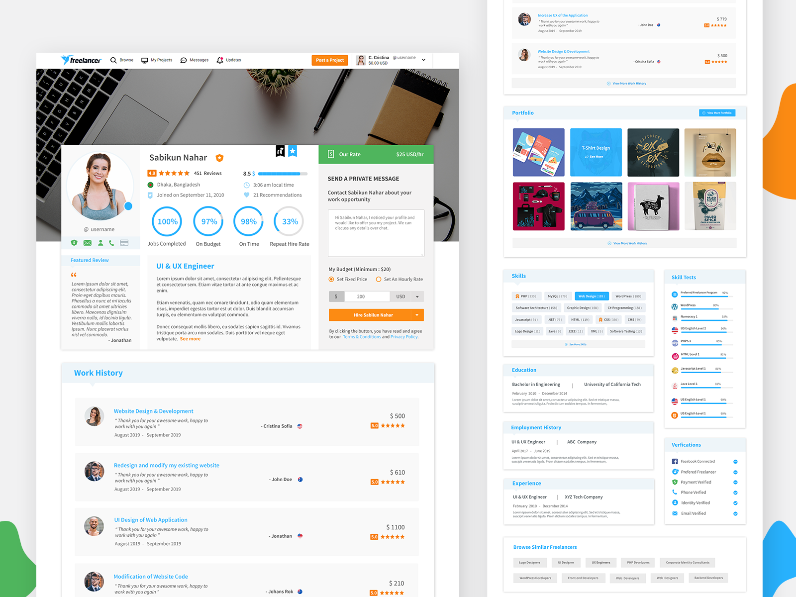 Redesign Freelancer Profile Page of Freelance.com by Abu Zar Gifari on ...