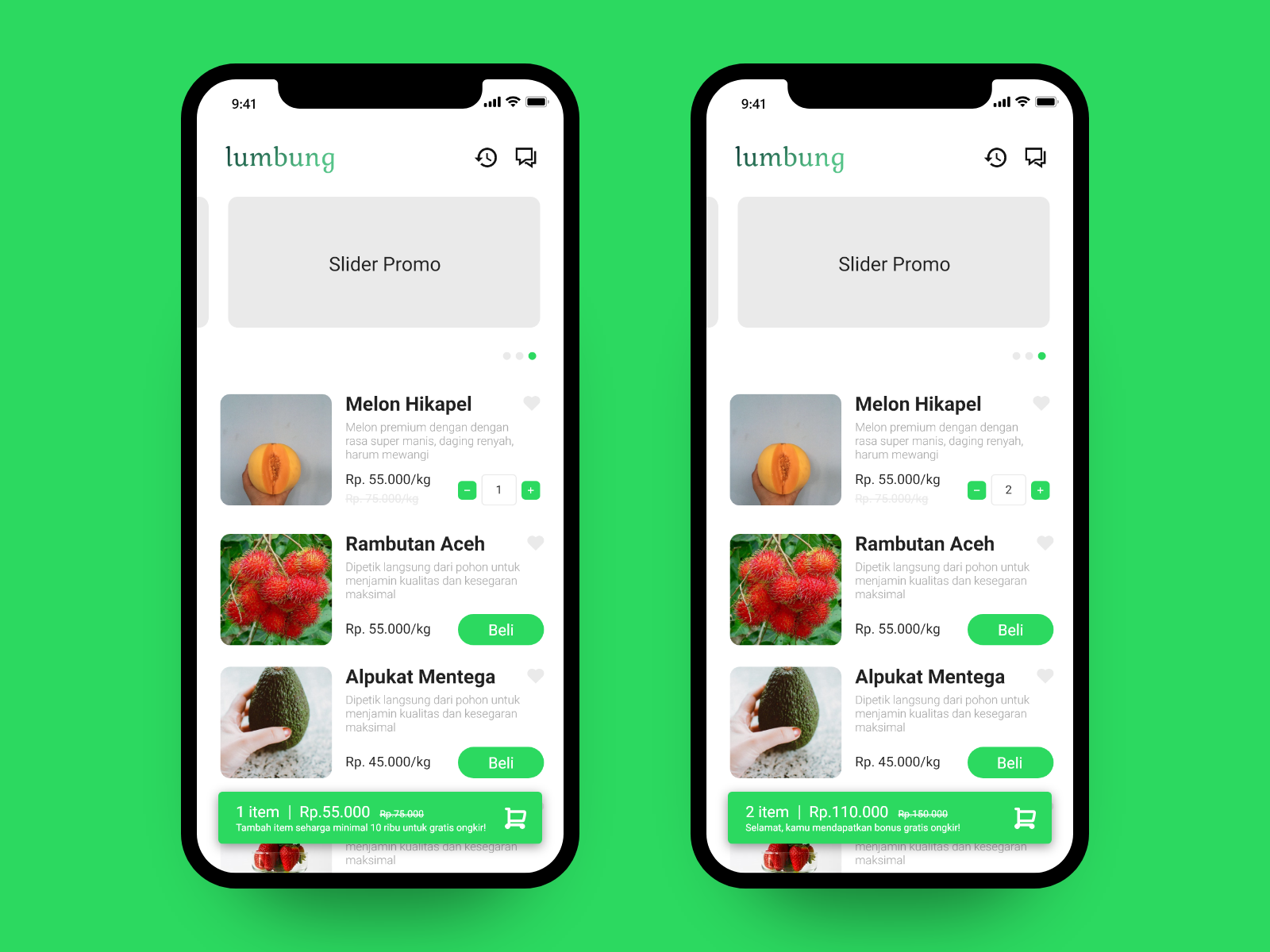 Lumbung App Buy & Add Quantity Screen by Donny K. Pratama on Dribbble